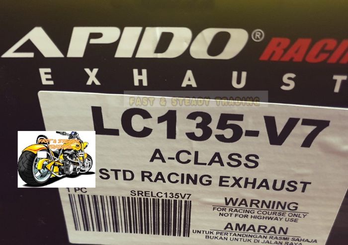 APIDO STD OPEN RACING EXHAUST PIPE STANDARD EKZOS MUFFLER LC135 3 IN 1 ...