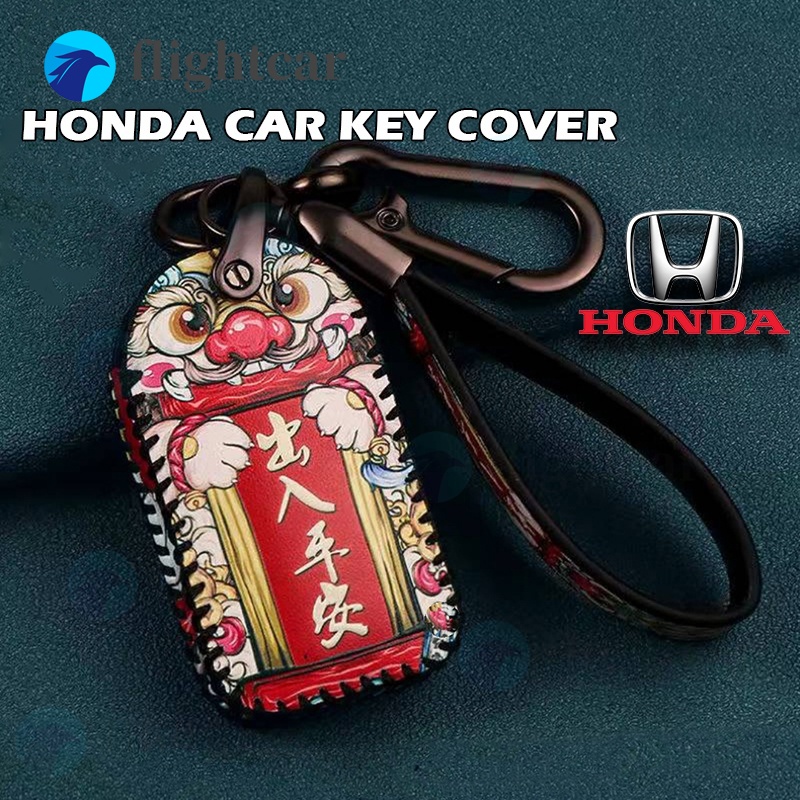 （FT）Honda Leather Key Holder Cover Smart Key For City HRV BRV JAZZ CRV ...