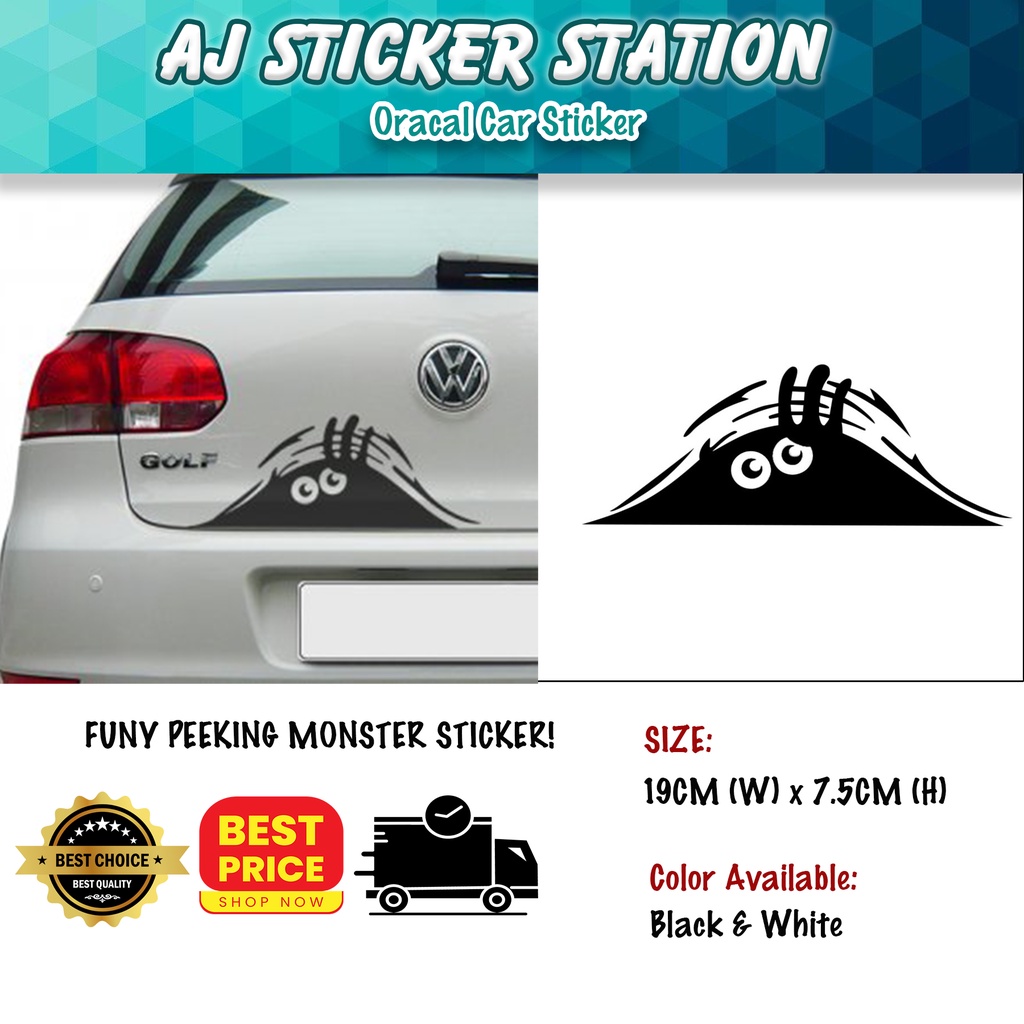 FUNNY PEEKING MONSTER/ STICKER KERETA SEDAN MYVI BEZZA PERSONA AXIA ...