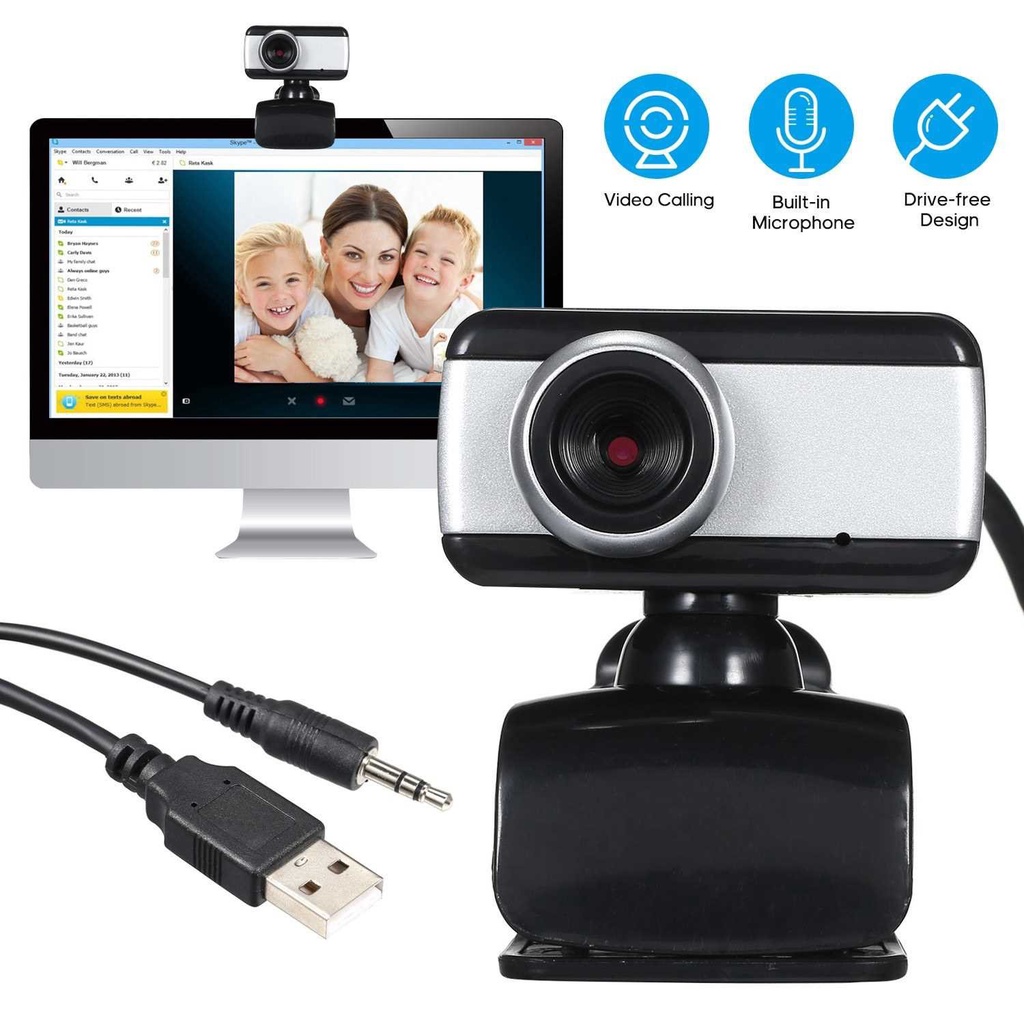 Web Camera PC Laptop Computer Desktop Clip-On USB Webcam with Built-in ...