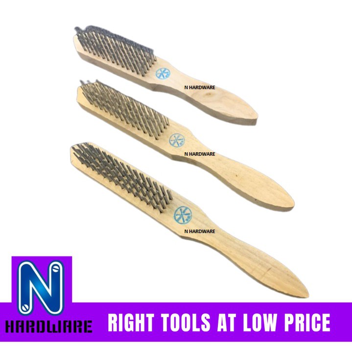 Steel Wire Hand Brush / Wood Handle / Berus Besi /104/105/106 | Shopee ...