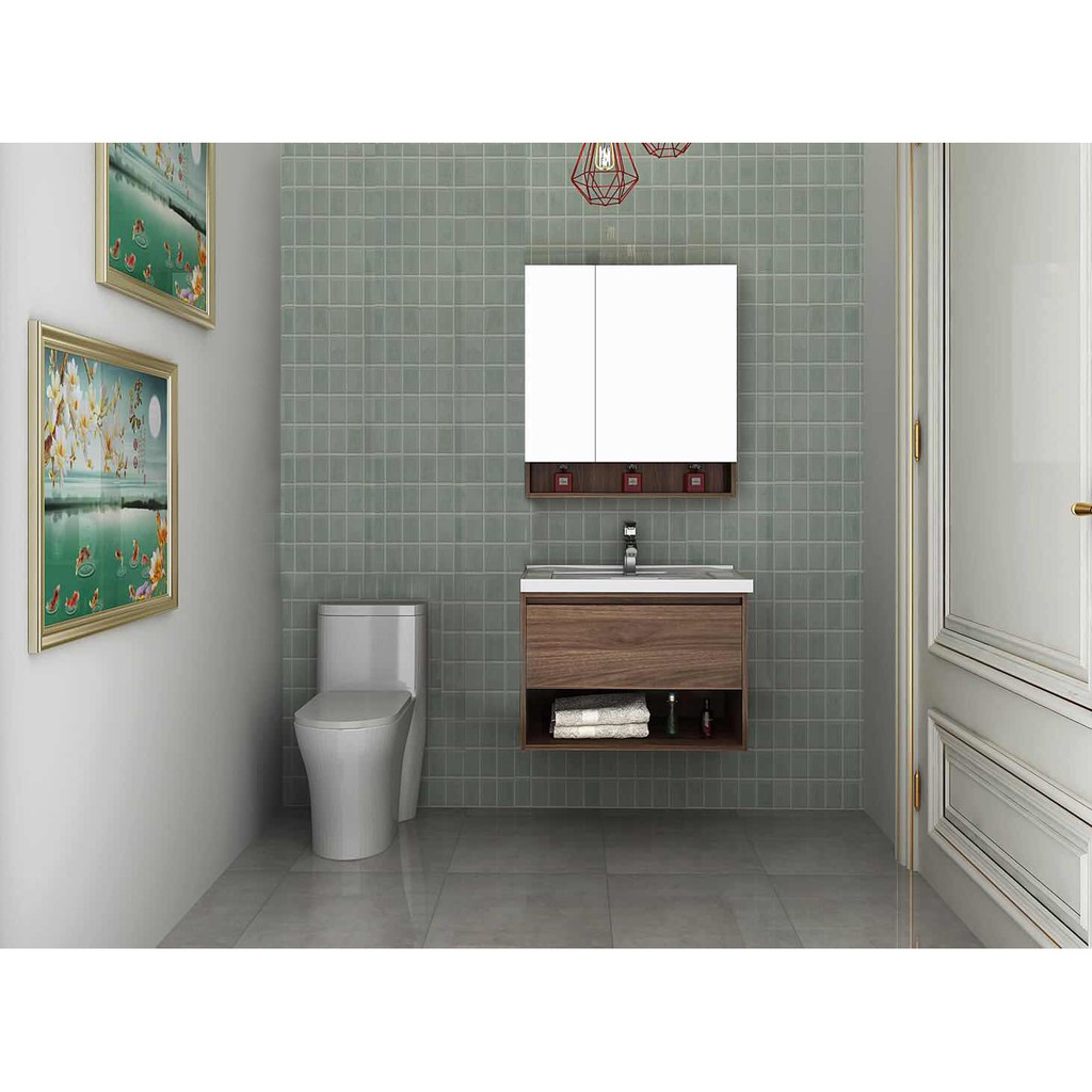 LEDIN [LD-188] HIGH QUALITY WOOD BATHROOM CABINET WITH CERAMIC BASIN ...