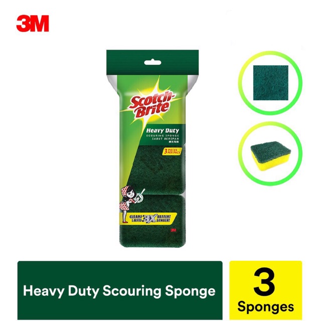 3M Scotch Brite Heavy Duty Scouring Sponge (3Pcs/Pack) | Shopee Malaysia