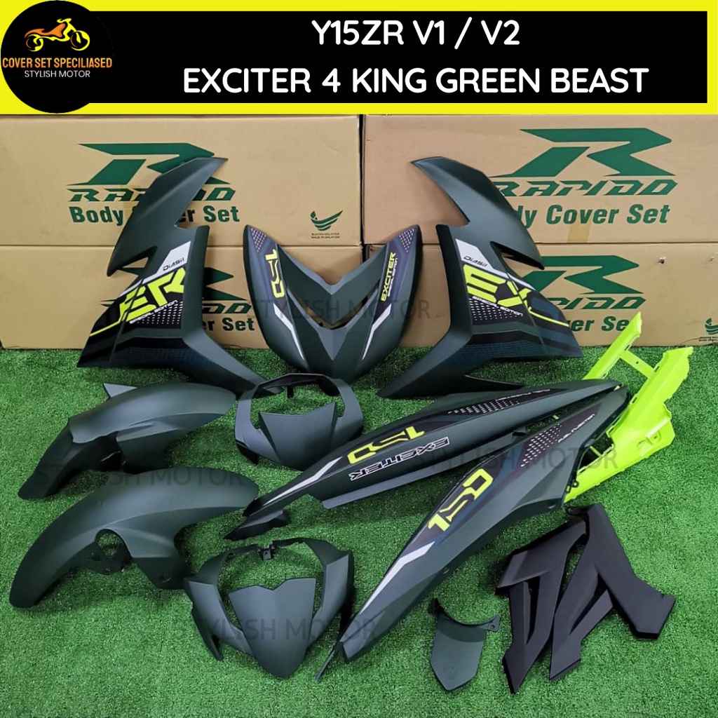 (STICKER TANAM/AIRBRUSH) RAPIDO COVER SET Y15ZR V1/V2 EXCITER 4 KING GREEN BEAST | Shopee Malaysia