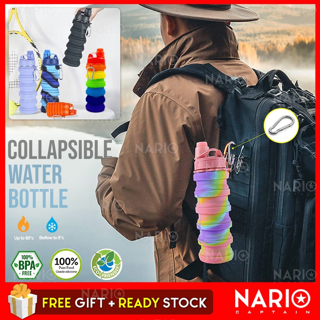 NARIO 500mL Botol Air Lipat Botol Sukan Hiking BPA FREE Botol Berkhemah ...