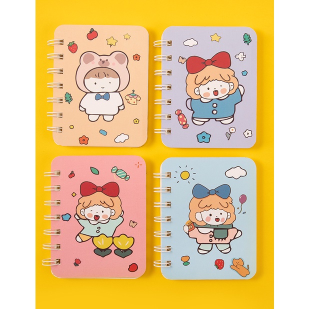 A7 Japanese Cartoon Mini Coil Notebook Horizontal Line/Blank Cute Word ...