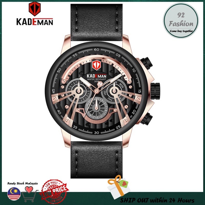 Original [KADEMAN]🔥 fashion men's watch three-eyed six-pin sports belt ...