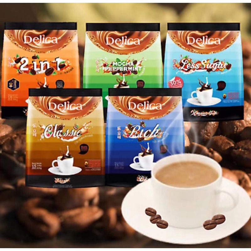 DELICA Ipoh White coffee (乐立可咖啡）Classic/Rich,Less Sugar/2in1/Mocha Peppermint | Shopee Malaysia