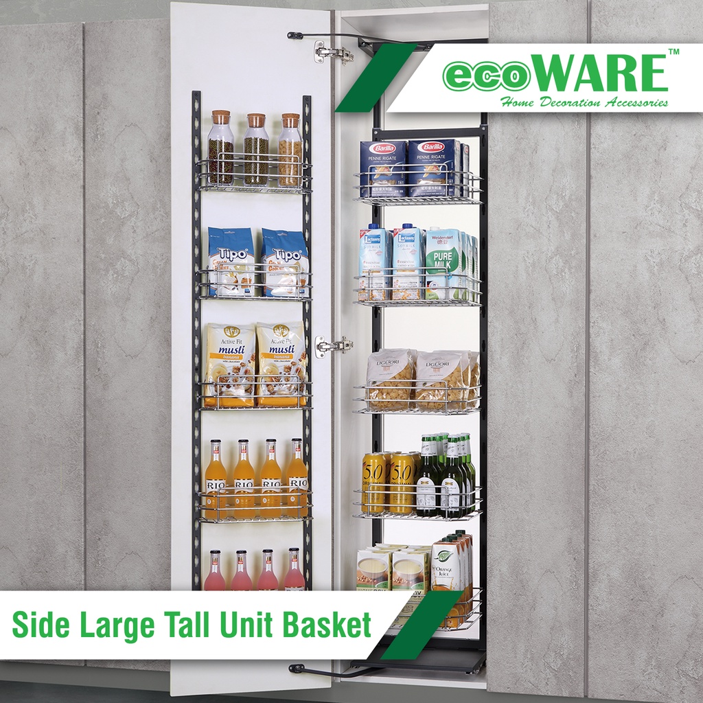 ecoWARE Side Large Tall Unit Basket - Kitchen Storage Luxury Steel ...