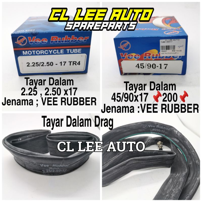 TAYAR TUBE DALAM 45/90X17 200 2.25 2.50 VEE RUBBER TAYAR DRAG | Shopee ...