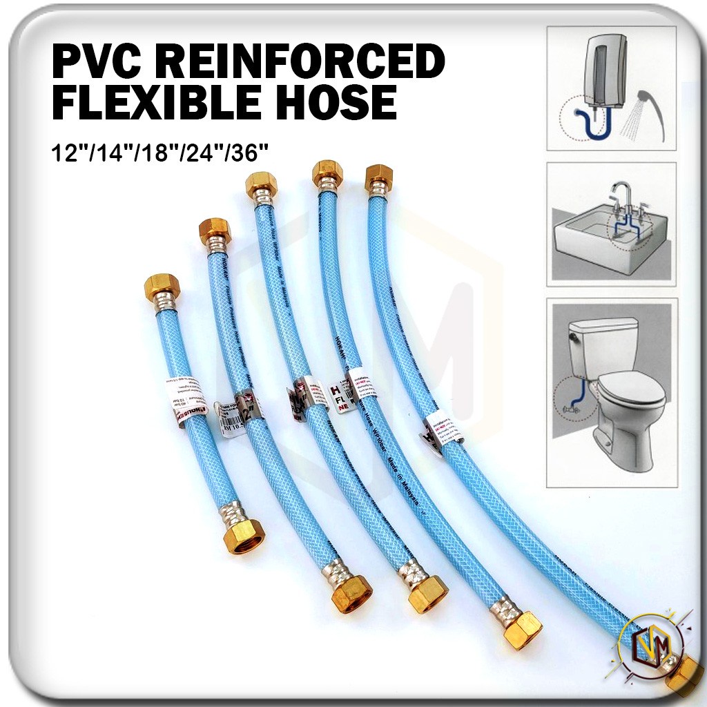 Flexible Hose PVC With Brass Copper Nut Connector ( 8" - 36" ) PVC High ...
