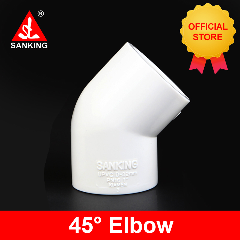 Sanking UPVC 20-50mm 45 Degree Elbow PVC Pipe Support Garden Irrigation ...