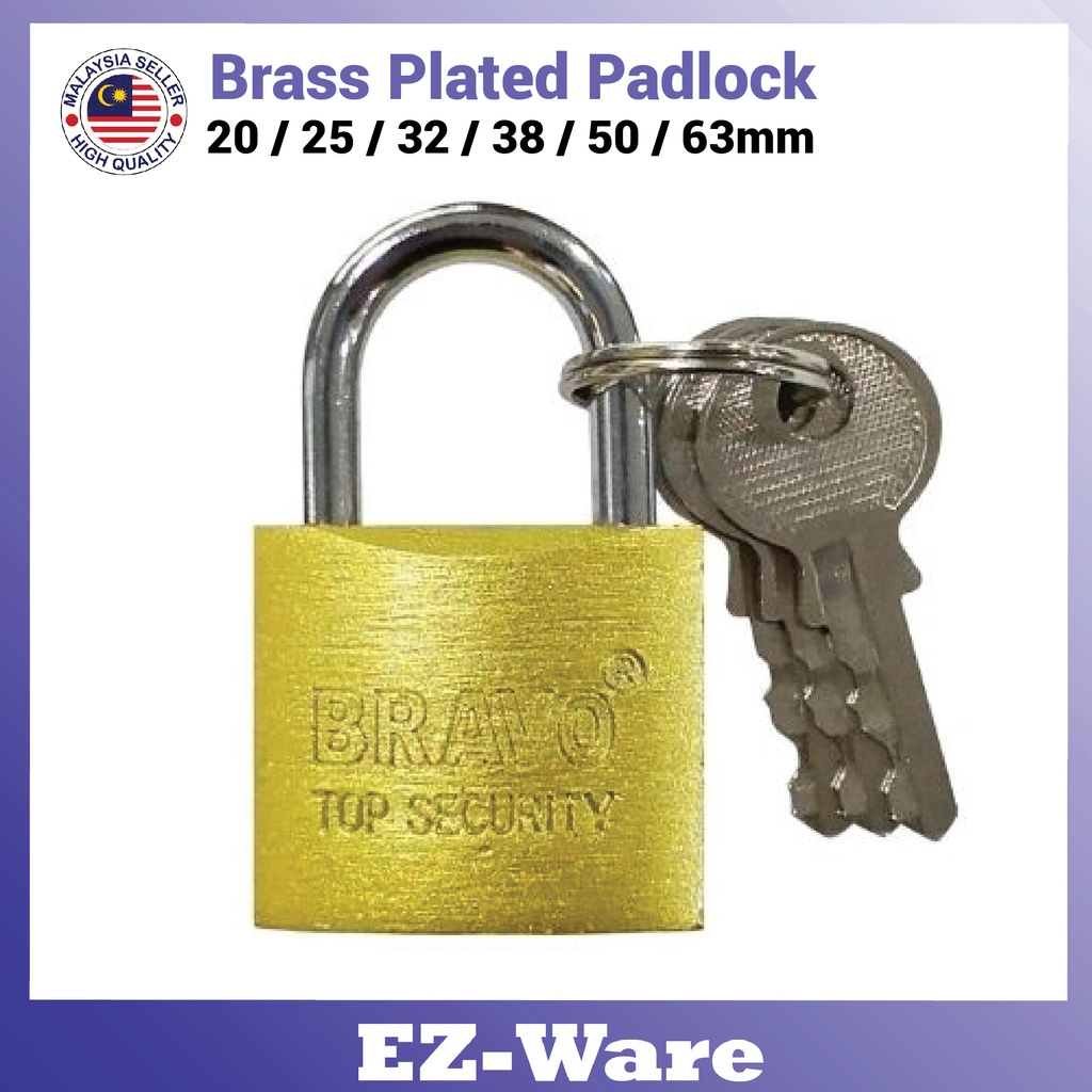 BRAVO Brass Plated Padlock 20,25,32,38,50,63mm | Shopee Malaysia