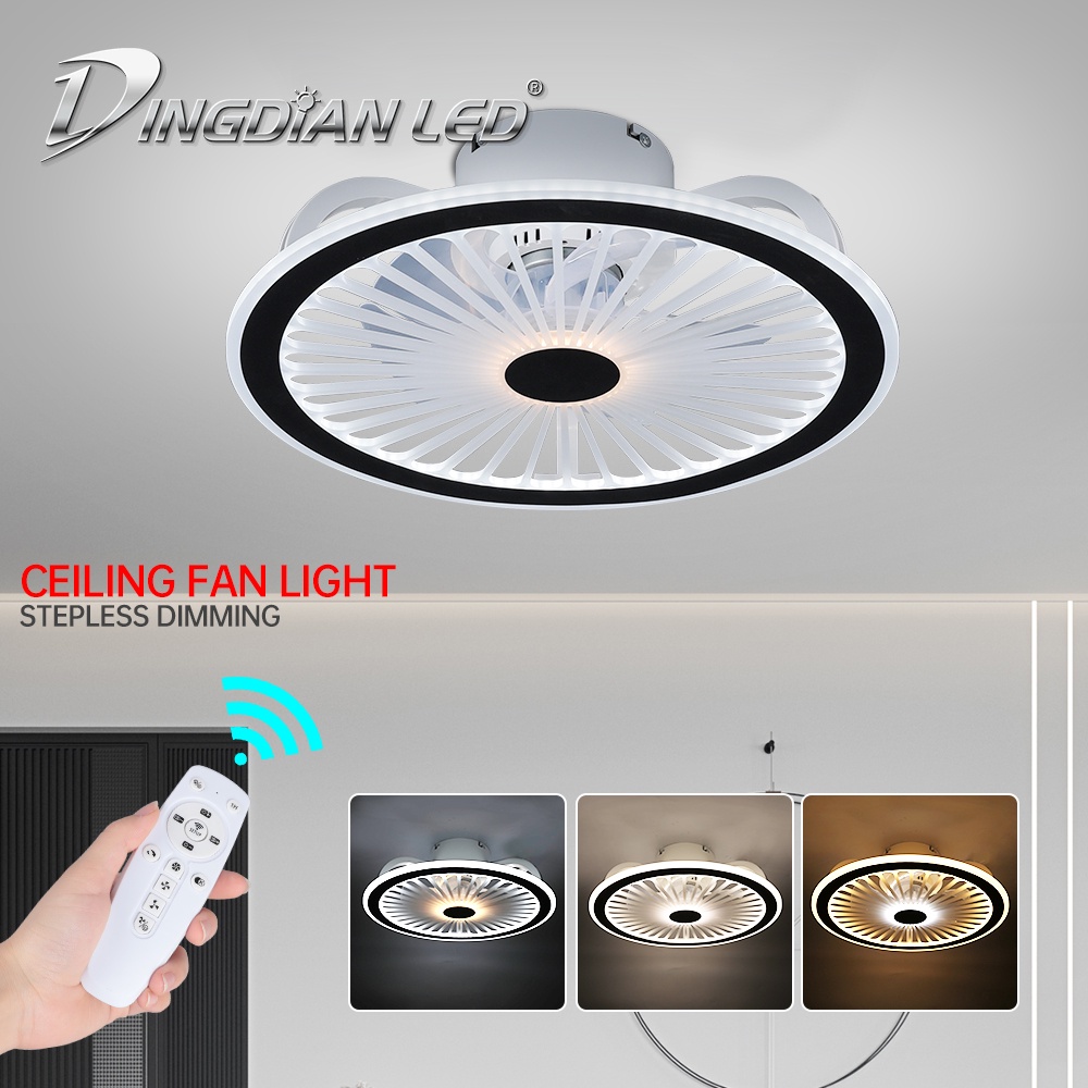 Dingdian LED Ceiling Fan Light 3Colors Stepless Dimming Remote Control ...