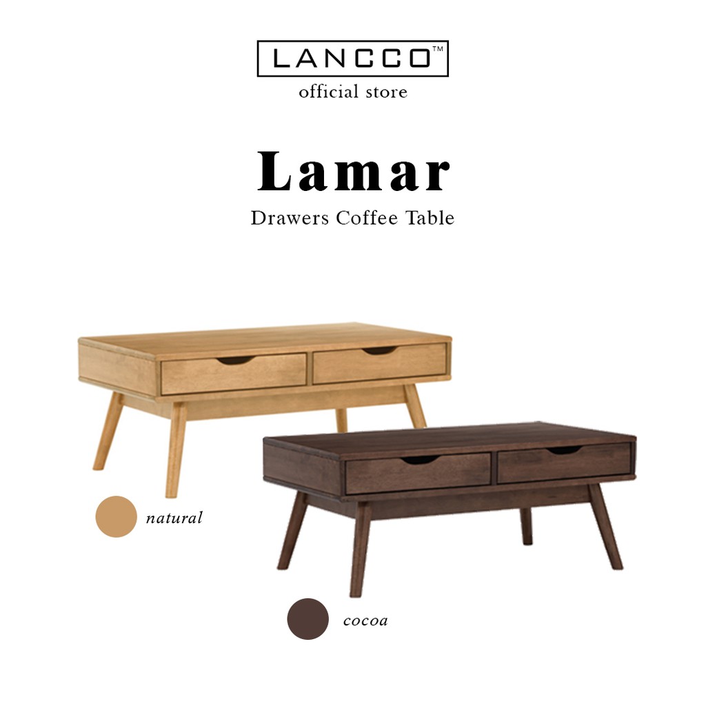 LANCCO Lamar Drawers Coffee Table Modern Nordic Furniture Living Hall Perabot Meja Kopi | Shopee ...