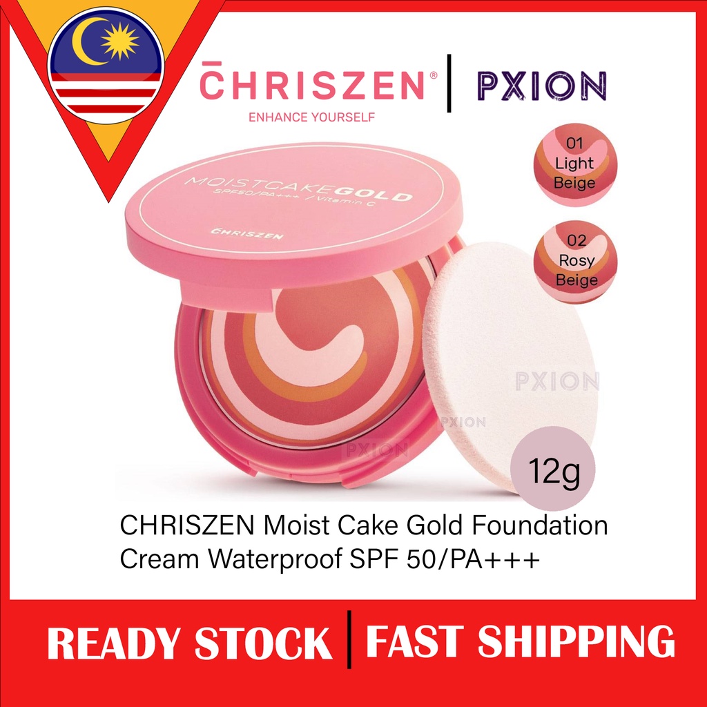 [READY STOCK] CHRISZEN Moist Cake Gold Foundation Cream Waterproof SPF ...