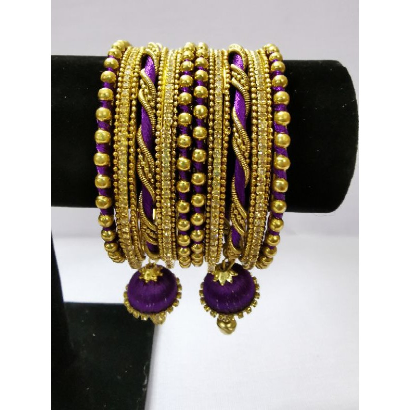 📌 READY STOCK 📌SILK THREAD JHUMKA HANGING BANGLE SET BOTH HAND | Shopee Malaysia