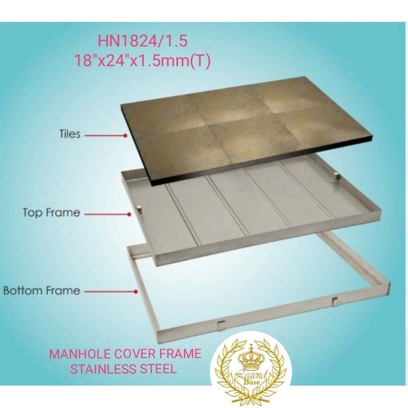 Manhole Cover And Frame Stainless Steel For Tile Work 18"(L) x24"(W) x1 ...
