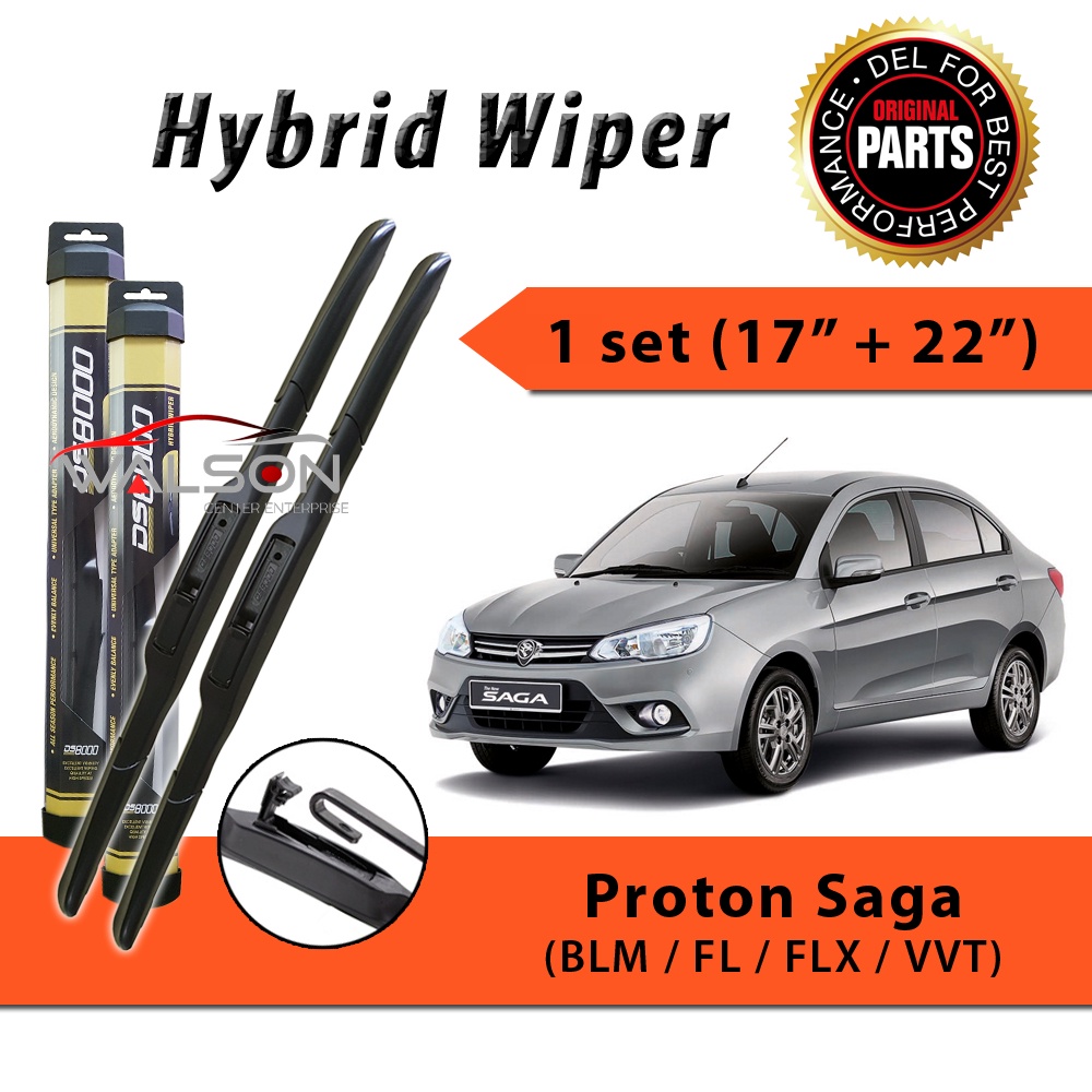 Hybrid Wiper Proton Saga Blm Fl Flx Vvt R3 17"+22" (1set) | Shopee Malaysia