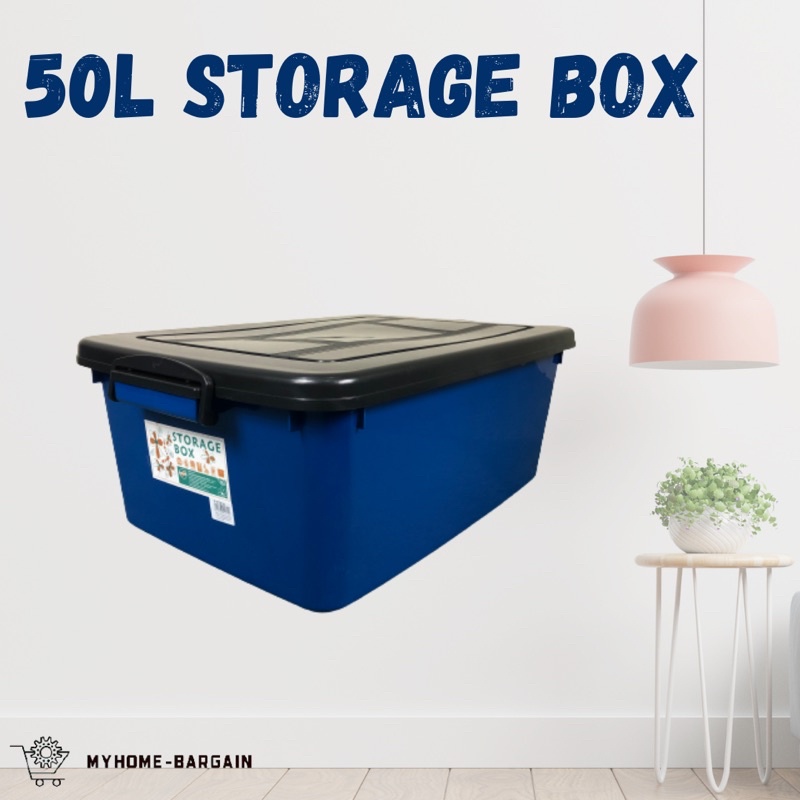 MYHOME | 50L PLASTIC STORAGE BOX | MULTIPURPOSE STORAGE BOX | HEAVY ...
