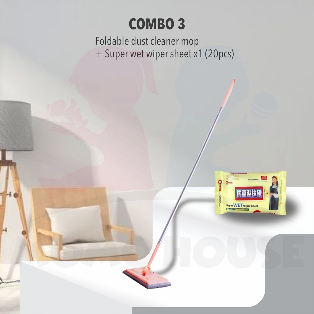 Electrostatic Dust Removal Paper Flat Mop 360 Degrees Rotatable Mop Wet ...