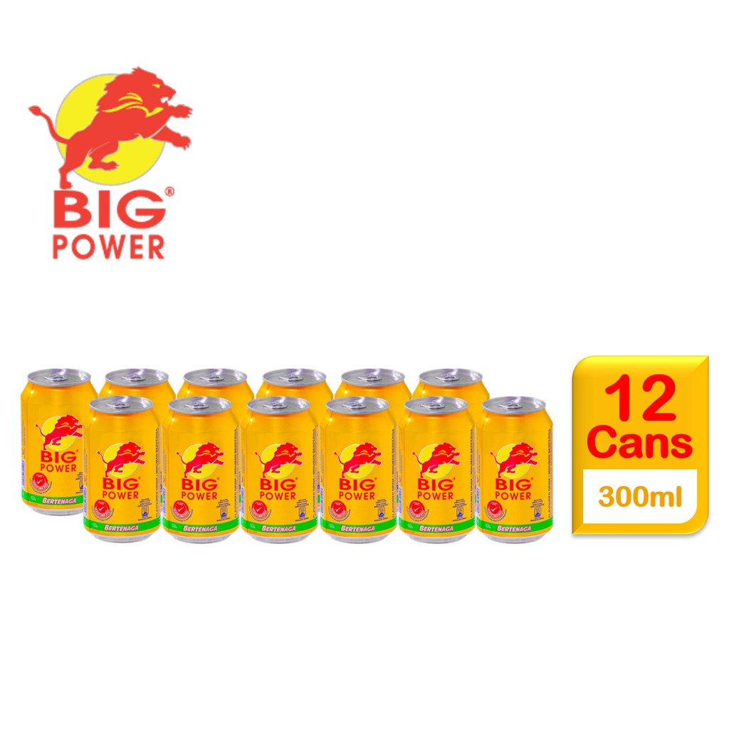 12 Cans Big Power Energy Drink 300ml | Low Sugar | Non-Carbonated ...