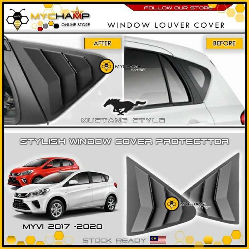 Perodua Myvi 2018-2020 Rear Side 3D Carbon Window Triangle Mirror Cover ...
