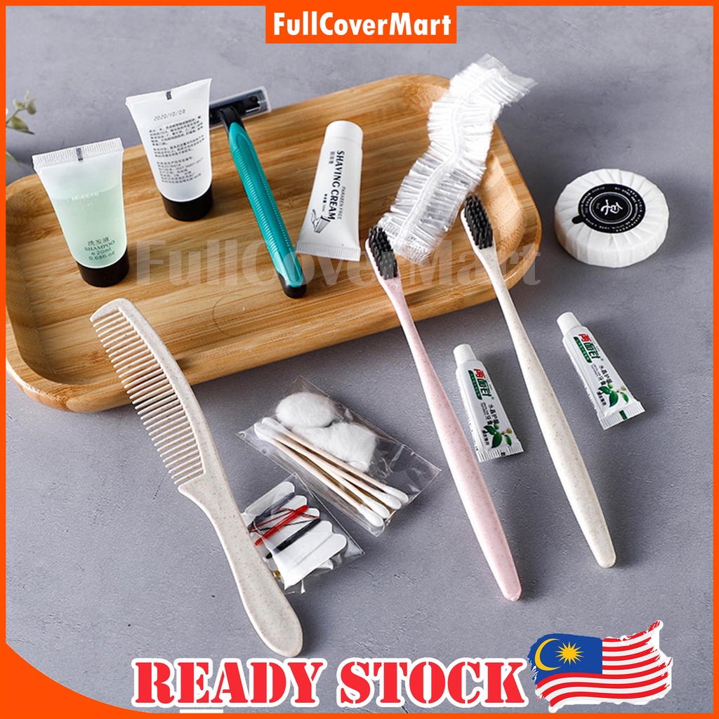 (HM58) Disposable Toiletries Set Toothbrush Paste Soap Shampoo Shower ...