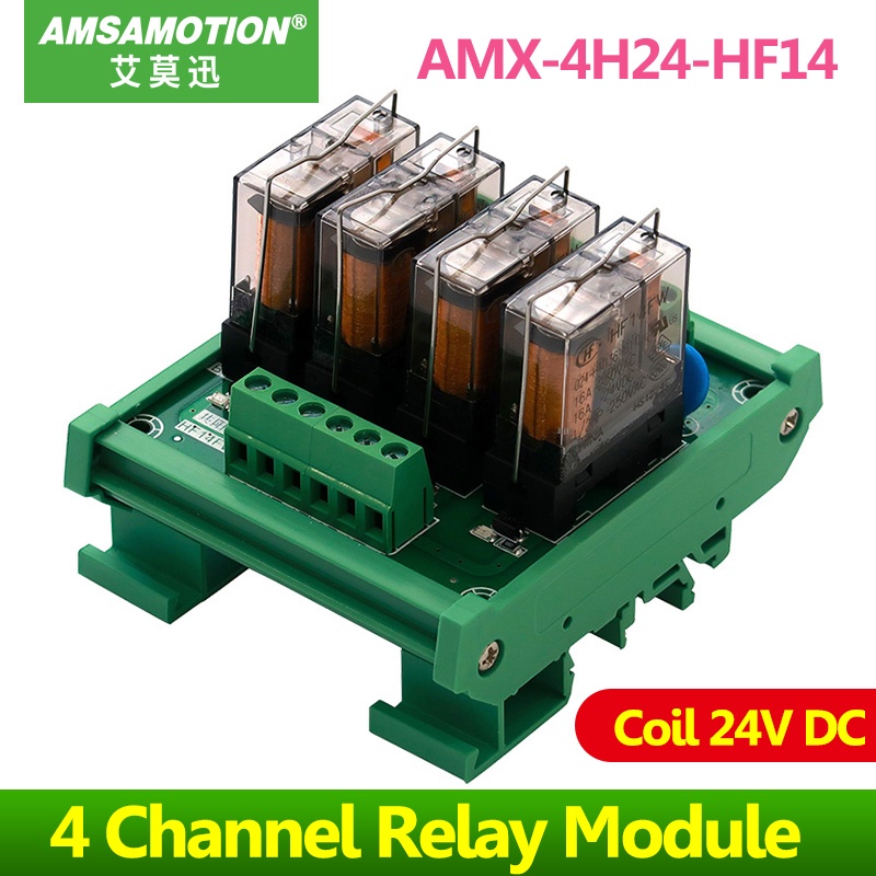 4 Channel Relay Module 24VDC PNP/NPN HF14FW DIN Rail Monting Relay ...