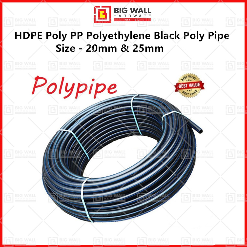 20mm / 25mm HDPE Sirim Pn 12.5 Poly PP Polyethylene Black Poly Pipe ...