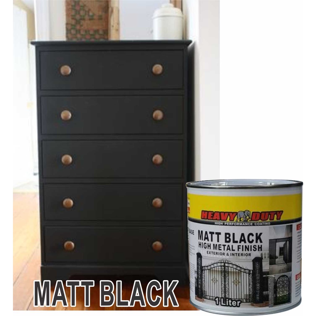 BLACK MATT ( 1L ) Matt HEAVY DUTY PAINT HIGH ENAMEL PAINT FOR WOOD ...