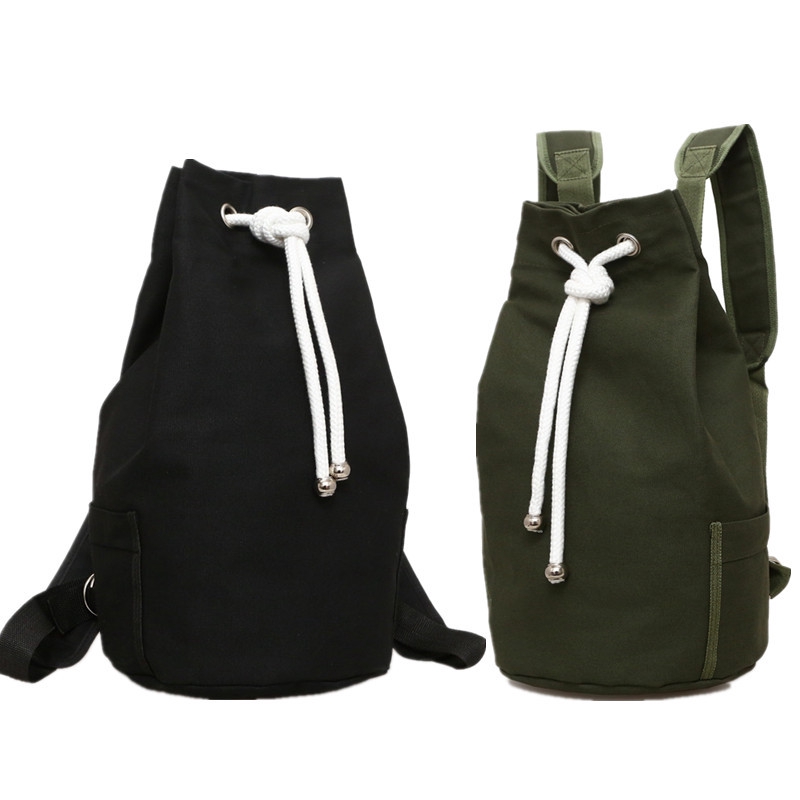 Casual Men Canvas Large Capacity Barrel Backpack Sport Outdoor Backpack ...