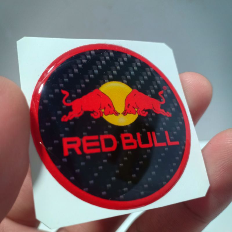 RED BULL ROUND Emblem sticker embossed with flexible resin | Shopee ...