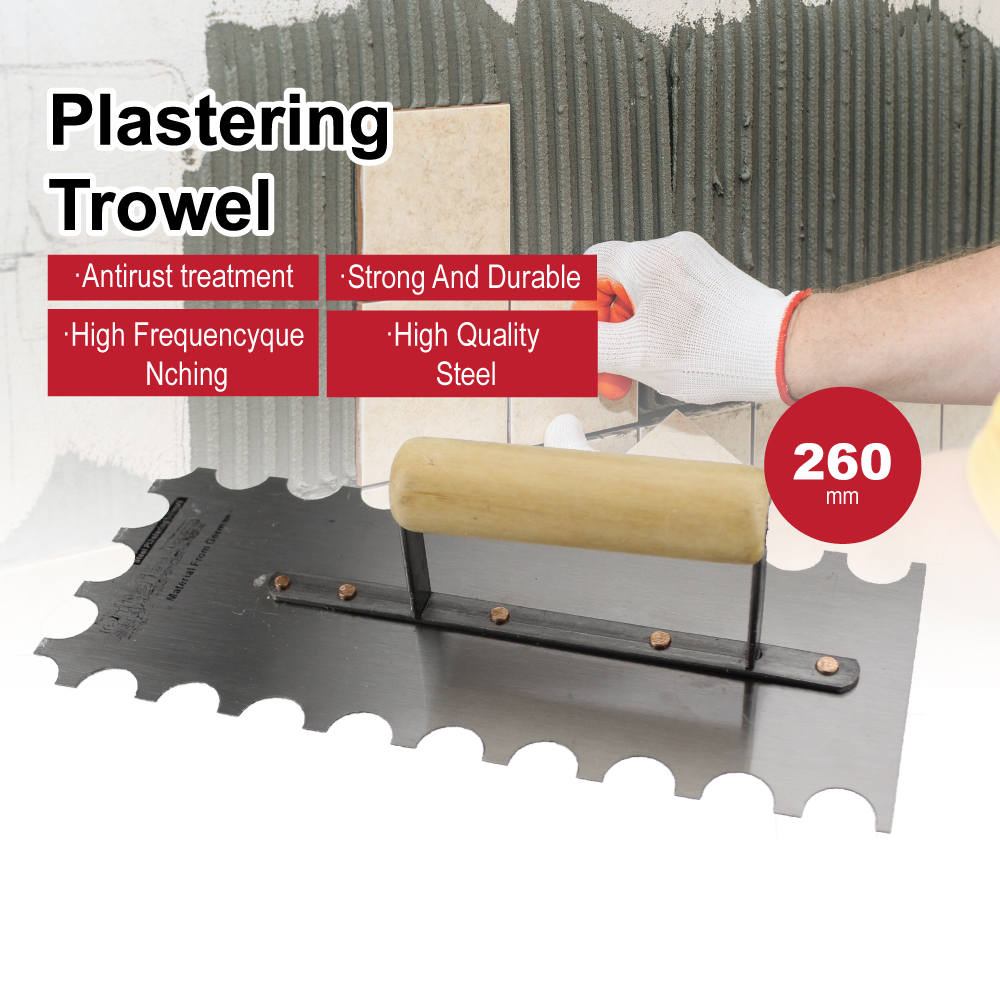 Plastering Steel Trowel Round Square Teeth Notched With Wood Handle for ...