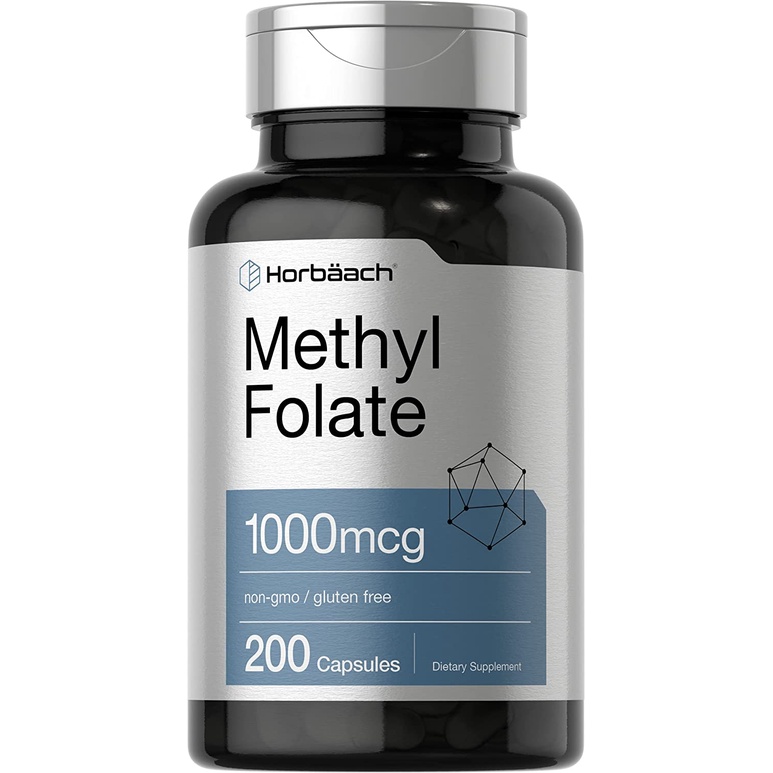 Horbaach Methyl Folate 1000 mcg | 200 Capsules | 5-MTHF | Folic Acid ...