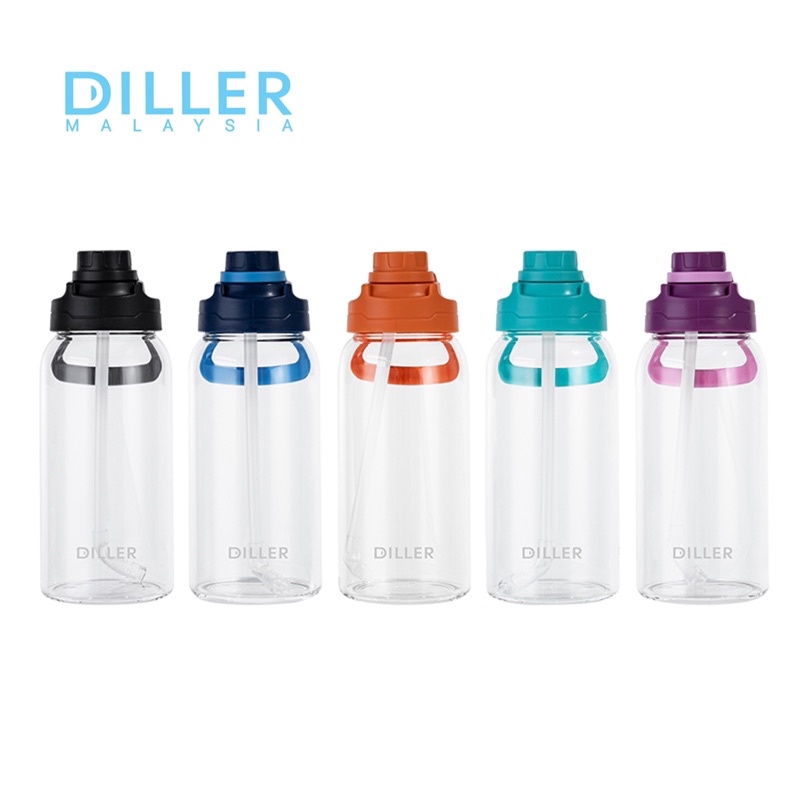 Diller Dazzle Big Capcity Borosilicate Glass Tumble Water Bottle 553 ...