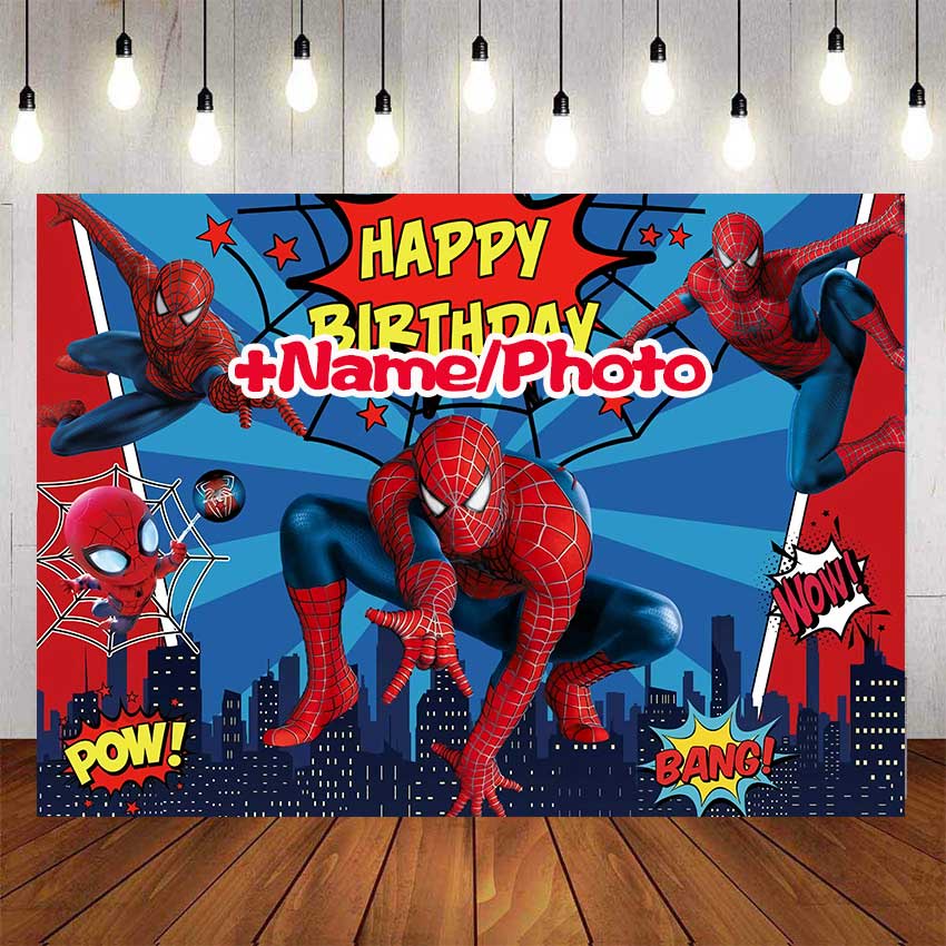Spiderman Superhero Birthday Backdrop For Photography Baby Shower Kids ...