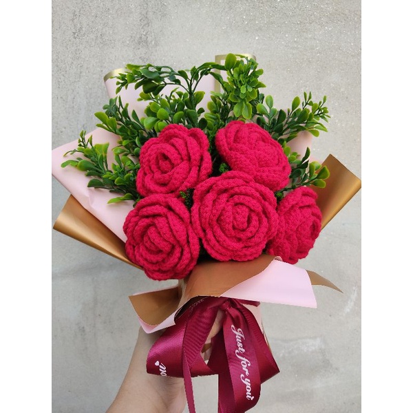 Crocheted Rose Flower/Bunga Ros Kait Handmade | Shopee Malaysia