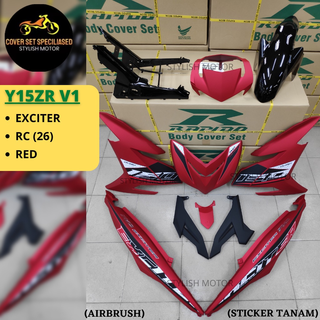 (STICKER TANAM/AIRBRUSH) RAPIDO COVER SET Y15ZR V1/V2 EXCITER RC (26) RED | Shopee Malaysia