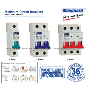 Maxguard GENUINE 1 Pole 6kA Miniature Circuit Breakers (MCB) MCB 6A 10A 16A 20A 32A 40A / 6Amp ...