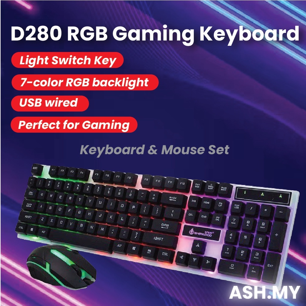 SHIPADOO D280 / D290 / GT200 RGB LED GAMING KEYBOARD / GAMING MOUSE SET ...