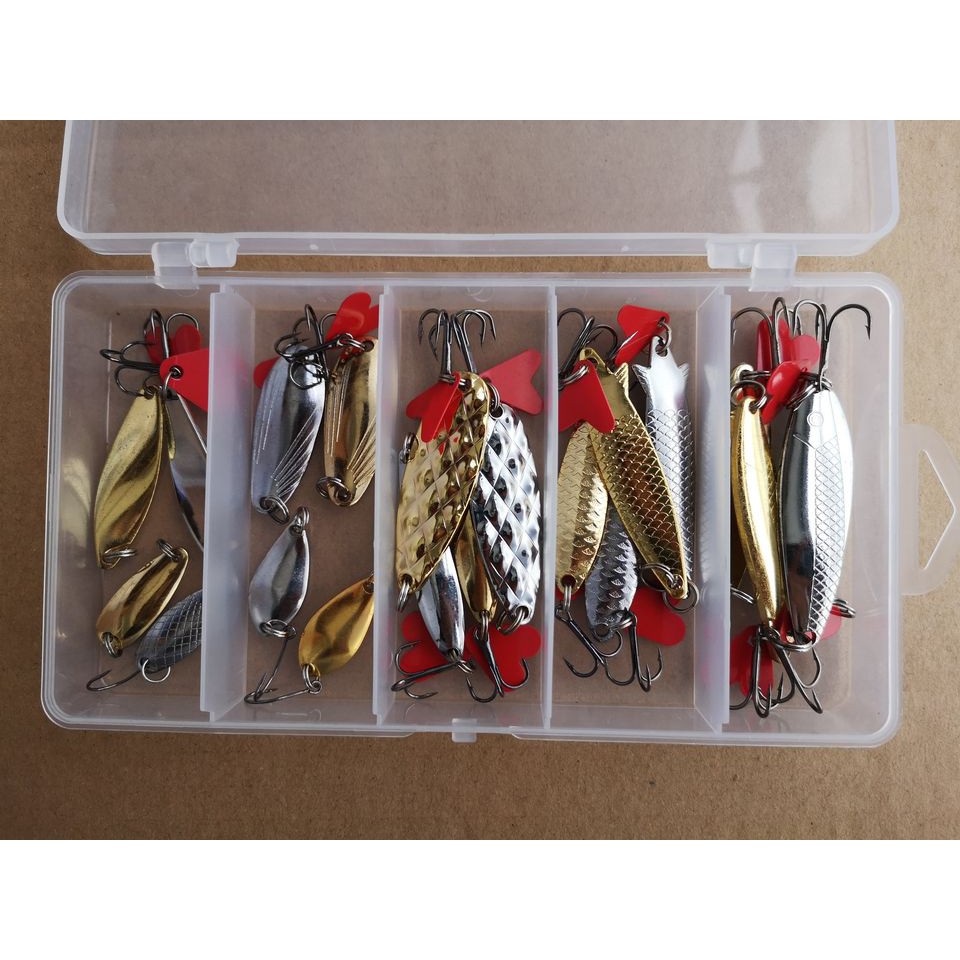 (READY STOCK) Bass Spoon Crank Bait Saltwater Hooks+Tackle Box / Spoon ...