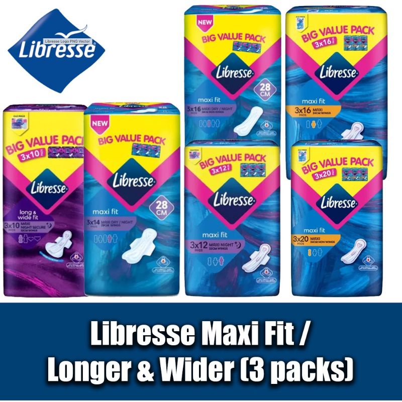 Libresse Maxi Fit Secure Fit Sanitary Pad (24cm/28cm/32cm) Tuala Wanita ...