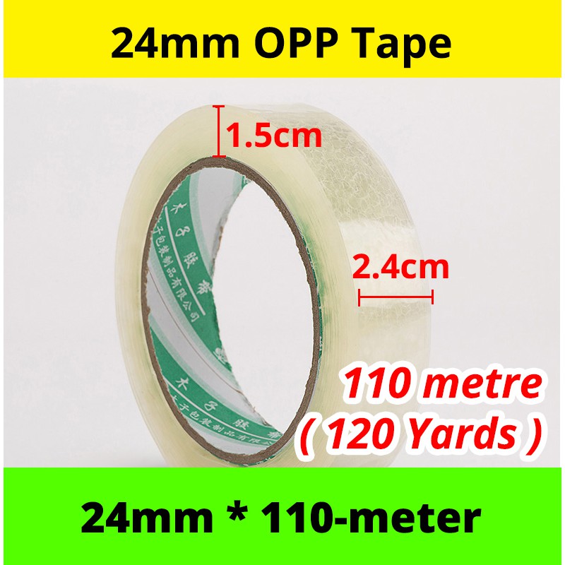 Thick OPP Tape 24mm Clear OPP Tape 2.4cm x 110-meter Transparent BOPP ...