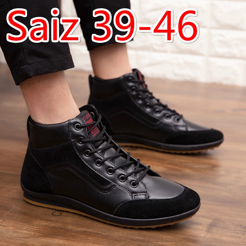 Kasut Boots Saiz Besar 45/46 Kasut Korea Fesyen Kasual Lelaki Hitam ...