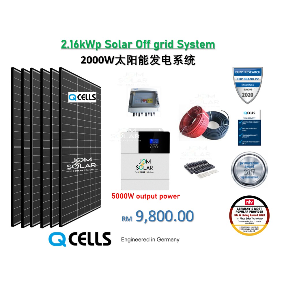 2000W (2kWp) Solar PV System without battery - Solar panel - Ready ...