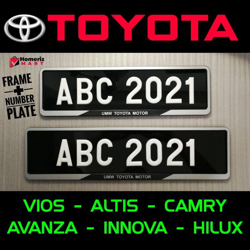1Pc Toyota Number Plate+Frame (VOIS ALTIS AVANZA HILUX INNOVA YARIS ...