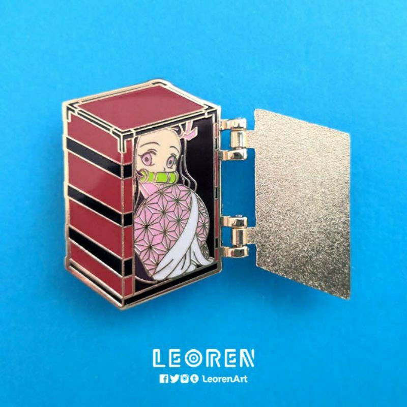 Demon Slayer Nezuko Box 4.5 × 3cm Openable Door Metal Enamel Rubber Pin ...