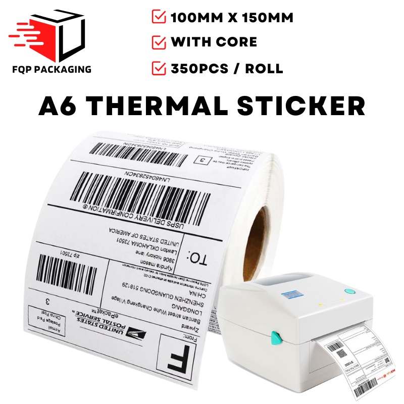 AWB Sticker A6 Thermal Sticker Roll Thermal Label Sticker 100mm*150mm ...