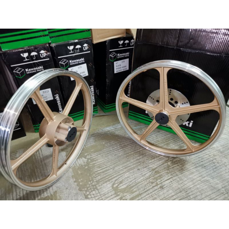 KAWASAKI AR80 SPORT RIM 5L GOLD KOTAK GREEN KAWASAKI WITH BEARING+DISC💯 ...